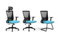 China 0.175 CBM Blue Mesh Office Swivel Chair Locking Mechanism PU Castors for sale