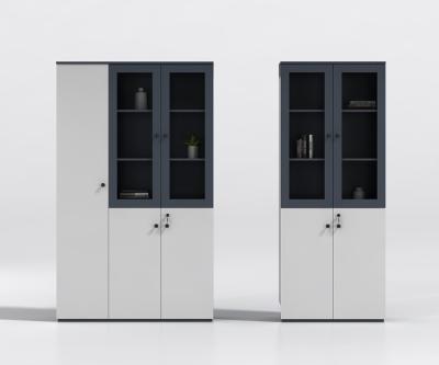 China E1 Particle Board Modern Office Bookcases With Filing Cabinet Base Wood Framed 2000mm PVC for sale