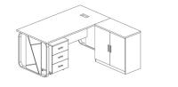 China L-Shaped Executive Office Desk with Melamine Color brown+gray for sale