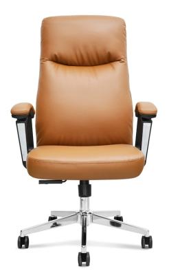 China 330LBS Ergonomic PU Leather Office Swivel Chairs BIFMA High Back Brown for sale