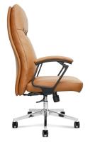 China 330LBS Ergonomic PU Leather Office Swivel Chairs BIFMA High Back Brown for sale