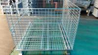 China Foldable Steel Wire Mesh Storage Cage Space Saving Industrial Container for sale