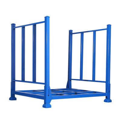 China Heavy Duty Foldable Steel Pallet Stack Racks Warehouse Storage Durable Space Saving for sale