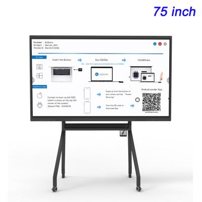China 75 Inch 4K Ultra HD OPS PC Smart Interactive LCD Touch Screen with 20-Point Multi-Touch and 50,000 Hour Lifespan for sale