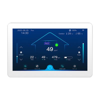 China Intelligent Airflow Adjustment Real Time Air Quality Monitoring 7 Inch Fresh Air Ventilation Controller for sale