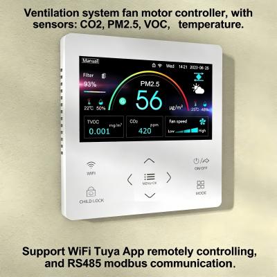 China 4.3 Inch LCD Intelligent Airflow Adjustment Real Time Air Quality Monitoring Ventilation Controller for sale