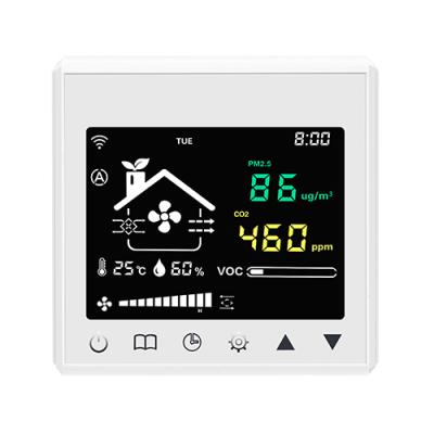 China Smart LCD Digital Ventilation Controller Detects PM2.5 CO2 VOC Temp Humidity for sale