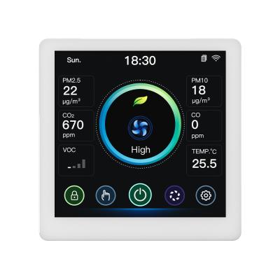 China Smart Fresh Air Controller With PM2.5 PM10 CO2 VOC CO Temperature Monitoring Touch Screen HVAC Controller for sale