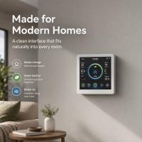 China Smart HVAC Controller with 4 Inch LCD Color Screen Built-in CO+VOC+PM2.5+CO2+Temperature Sensors and Tuya WiFi & Modbus RS485 for sale