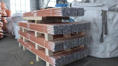 China 5/8in Diameter Copper Bonded Earth Rods Electroplating / Hot Dipping For Grounding for sale