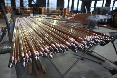 China High Elongation Pointed Head Copper Coated Steel Earth Rods with Two Threads for sale