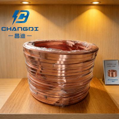 China Advanced Copper Bonded Steel Strip for Solar and Telecom Earthing Systems for sale