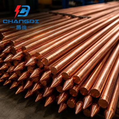 China 14.2mm Copper Bonded Earth Termination Rod with 0.254mm Copper Layer for sale