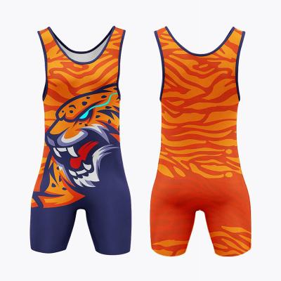 China Anti Shrink Mens Wrestling Suit , Washable Orange Wrestling Singlet for sale