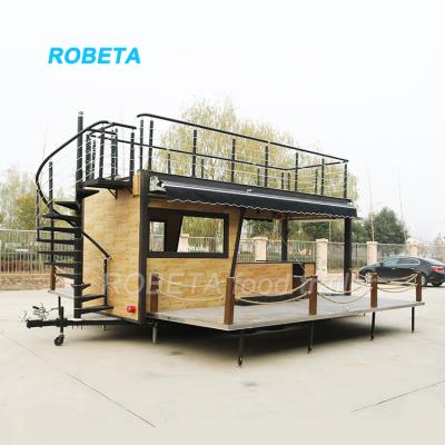 China British Vegetable Processing Plant Food Truck 2 Platform Large Double Decker Food Cart Two Story for sale
