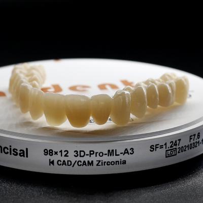 China Advantageous Multilayer Vita16 Bleach4 Cad Cam Zirconia Blocks for High Translucency for sale
