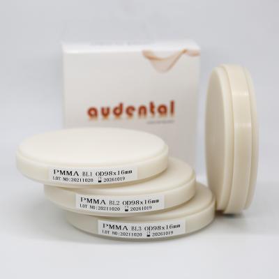 China Cad Cam 98mm Dental PMMA Block For Digital Dental Lab Open System for sale