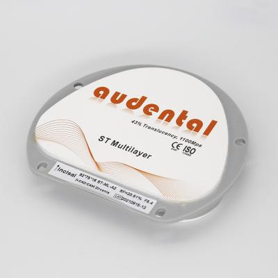 China Translucent ST/DST Multilayer Zirconia Round Disc 1100Mpa Flexural Strength for Dental Restorations for sale