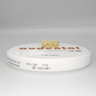 China Audental ce certificate dental material 3d pro consumables machinery material dental zirconia disc for sale
