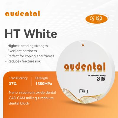 China High Strength Dental Zirconia Block Audental HT/DHT White 1350MPa for Full Dentures for sale