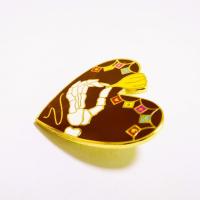 China Custom Hard Enamel Pins 1.75 Inch Iron Heart Shape Gold Plating Double Posts for sale