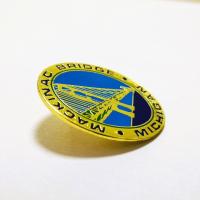 China 1.5 Inch Stamping Hard Enamel Lapel Pins Mackinac Bridge Design Oval Shape Gold Plating for sale