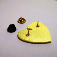 China Custom Hard Enamel Pins 1.75 Inch Iron Heart Shape Gold Plating Double Posts for sale