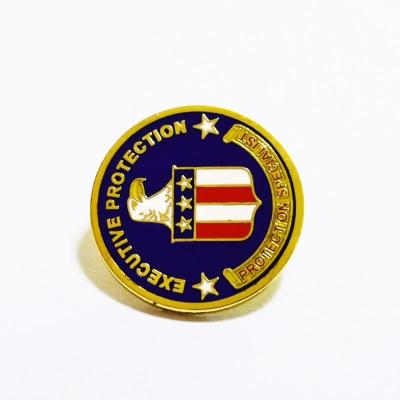 China Round Iron Stamped Hard Enamel Pins 20mm 1.2mm Gold Plated Rubber Clutch for sale