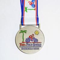 China Custom Zinc Alloy Metal Sports Medal Matte Nickel Finish 2.5 Inch for Cycling Events for sale