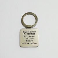 China Square Citroen VIP Promotional Metal Keychain 30x30mm 3.5mm Thick Zinc Alloy for sale