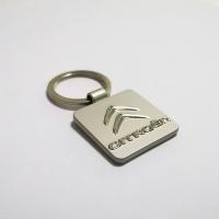 China Square Citroen VIP Promotional Metal Keychain 30x30mm 3.5mm Thick Zinc Alloy for sale