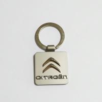 China Square Citroen VIP Promotional Metal Keychain 30x30mm 3.5mm Thick Zinc Alloy for sale