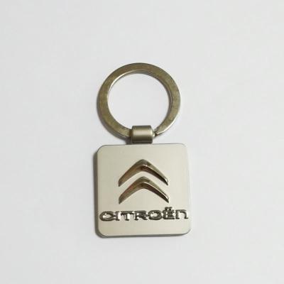 China Square Citroen VIP Promotional Metal Keychain 30x30mm 3.5mm Thick Zinc Alloy for sale