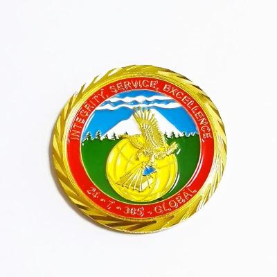 China 1.75 Inch Custom Gold Plated Metal Coin 3D Design Oblique Edge Soft Enamel for sale