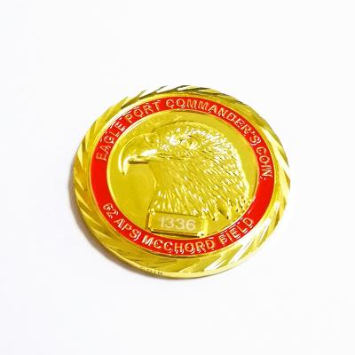 China 4mm Thick Brass Round Metal Coins 1.75 Inch Stamped 3D Design Soft Enamel Custom Challenge Coins for sale