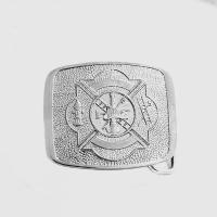 China Zinc Alloy Die Casting 2.5 Inch Fire Department Metal Belt Buckle Silver for sale