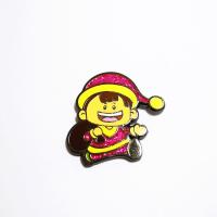 China 30x30mm Christmas Lapel Pin Zinc Alloy Die Casting Hard Enamel Glitter for sale
