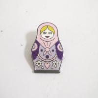 China Nesting Doll Custom Enamel Pins Epoxy Coated With Laser Engraving Texts for sale