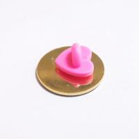 China Custom Soft Enamel Lapel Pins 25mm Iron Epoxy Domed Gold Finish with Rubber Clutch for sale
