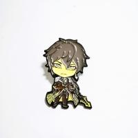 China Custom Soft Enamel Lapel Pins Ninja Design Stamped Iron 40x28mm Dyed Black Finish for sale