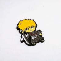 China Custom Soft Enamel Lapel Pins 40x28mm Comic Ninja Stamped Iron with Dyed Black Finish for sale