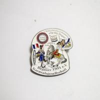 China Custom Soft Enamel Pins 32x30mm Antique Silver Finish German Carnival Design for sale