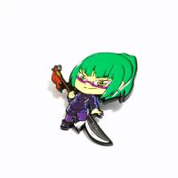 China Custom Dyed Black Soft Enamel Lapel Pins 40x35mm Stamped Ninja Design Iron Metal for sale