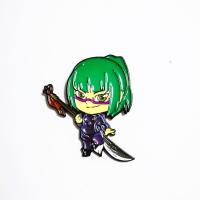 China Custom Soft Enamel Lapel Pins Ninja Design Stamped Iron 40x28mm Dyed Black Finish for sale