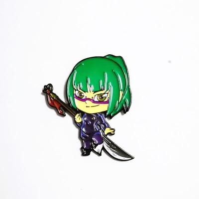 China Custom Dyed Black Soft Enamel Lapel Pins 40x35mm Stamped Ninja Design Iron Metal for sale