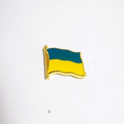 China Custom Ukraine Flag Soft Enamel Pin 20mm Gold Finish Zinc Alloy Die Casted for sale