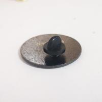 China Custom Iron Stamped Round Lapel Pins 1.25 Inch Compass Design Black Nickel Epoxy Coated for sale