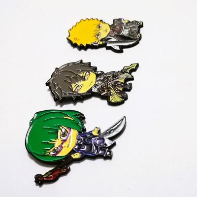 China Custom Soft Enamel Lapel Pins 40x28mm Comic Ninja Stamped Iron with Dyed Black Finish for sale