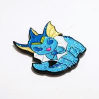 China Custom Glitter Enamel Lapel Pin Vaporeon Design 2x1.5 Inch Iron with Rubber Clutch for sale