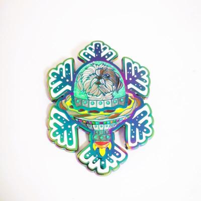 China Custom Zinc Alloy Die Cast Soft Enamel Pins 2.5 Inch Rainbow Snowflake Lapel Pins for sale